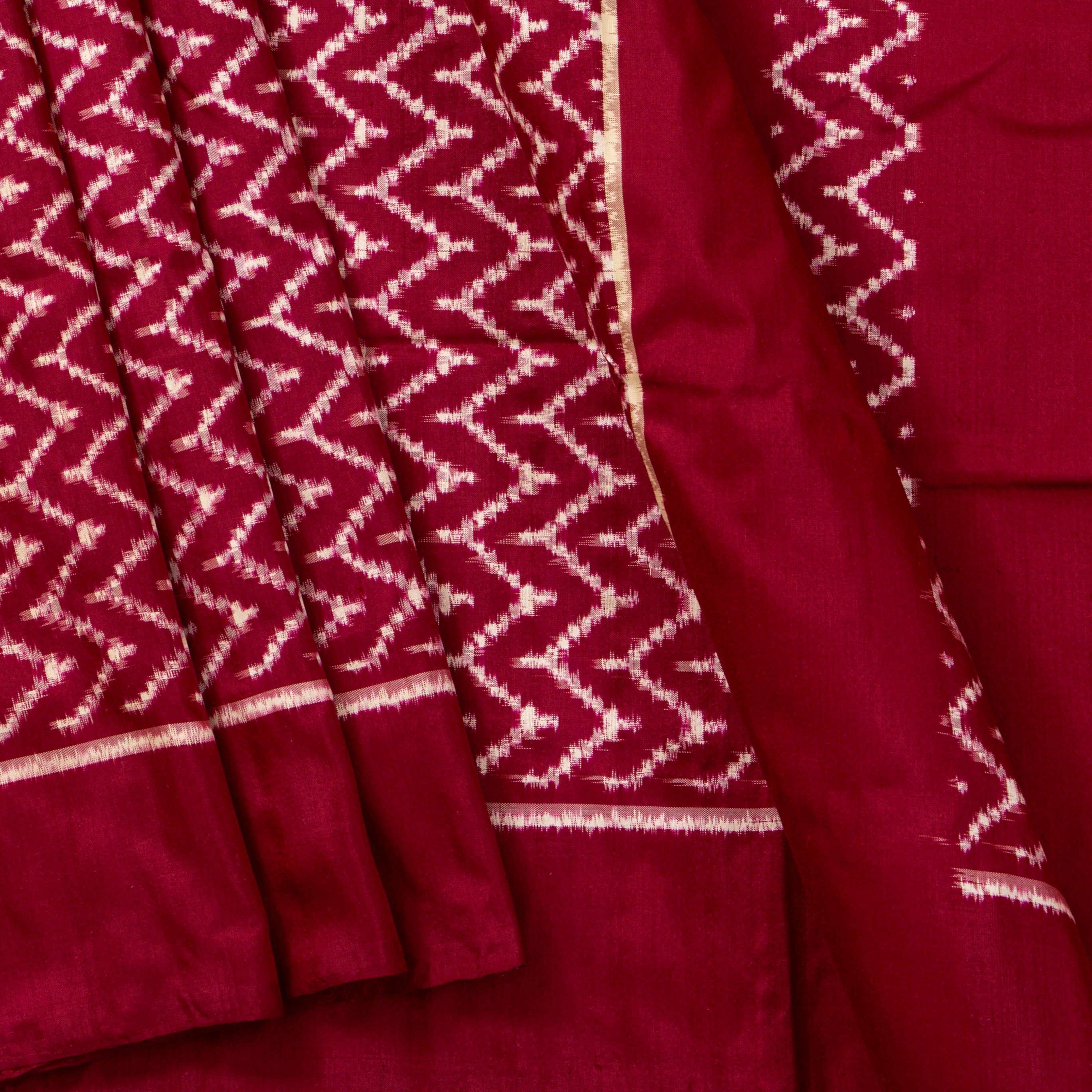 Maroon Pochampally Ikkat Silk Saree With Chevron Patterns For Office W ...